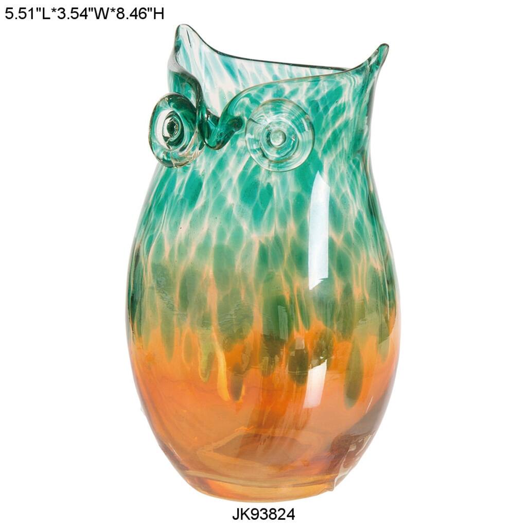 Buy The Glitzhome® Glass Owl Vase Turquoise And Gold At Michaels